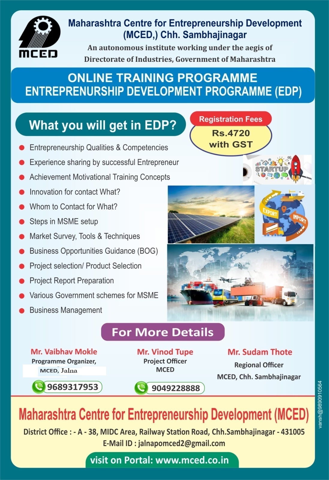 ENTREPRENEURSHIP DEVELOPMENT TRAINING PROGRAMME